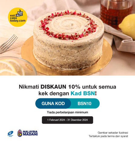 Diskaun 10% untuk semua kek di Eat Cake Today dengan Kad BSN | BSN Malaysia