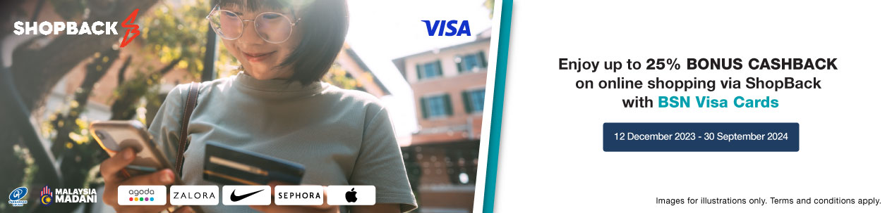 Online shopping made rewarding with ShopBack! Get up to 25% Bonus Cashback with BSN Visa Cards ...