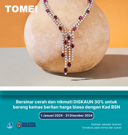 Diskaun 30% untuk barang kemas berlian harga biasa di TOMEI dengan Kad ...